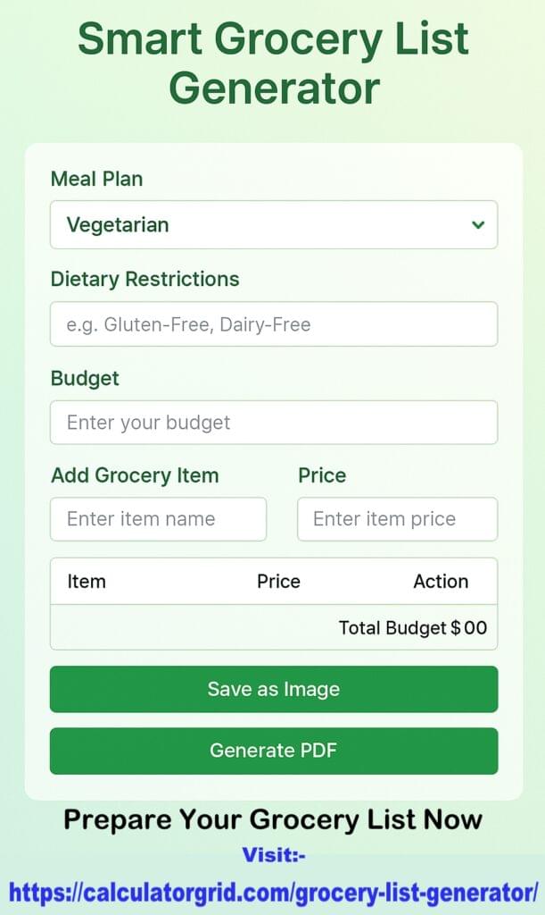 Free Online Grocery List Generator – Plan Grocery List Ideas